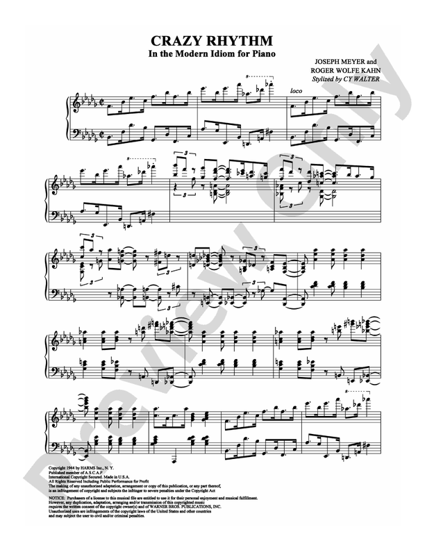 Crazy Rhythm: Piano: Cy Walter - Digital Sheet Music Download