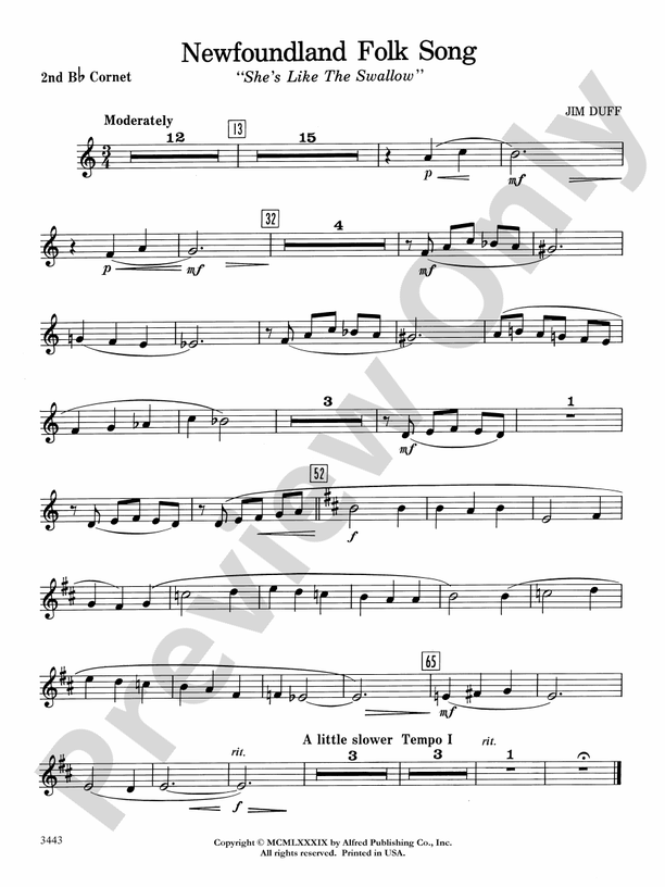 Newfoundland Folk Song: 2nd B-flat Cornet: 2nd B-flat Cornet Part ...