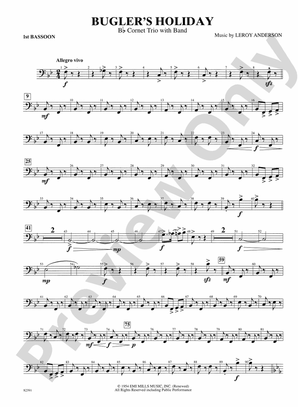 Bugler's Holiday (with Cornet Trio): Bassoon: Bassoon Part - Digital Sheet Music Download
