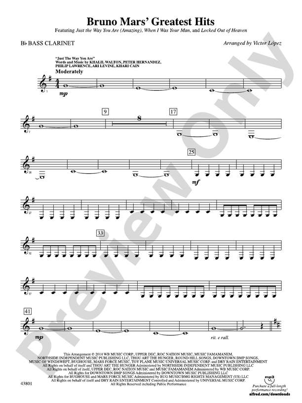Bruno Mars' Greatest Hits: B-flat Bass Clarinet: B-flat Bass Clarinet ... Bruno Mars' Greatest Hits: B-flat Bass Clarinet: B-flat Bass Clarinet ...