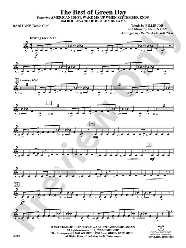 The Best of Green Day: Baritone T.C.: Baritone T.C. Part - Digital ...