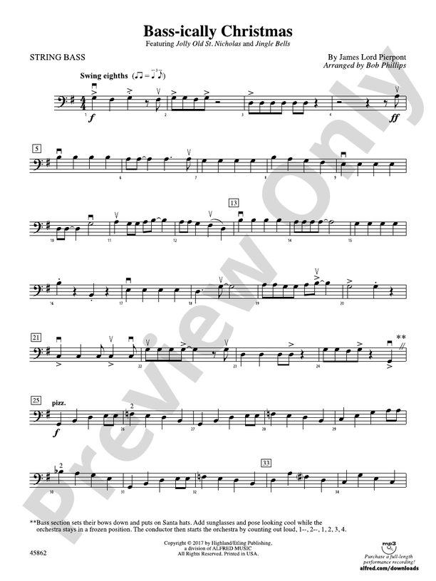 Bass-ically Christmas: String Bass: String Bass Part - Digital Sheet ...