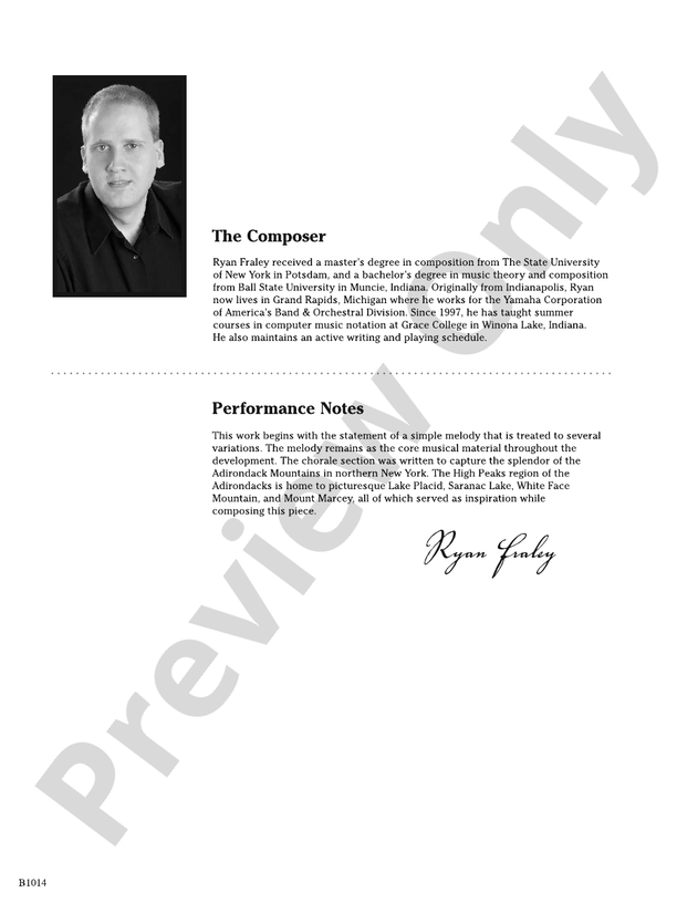 Adirondack Park: Score: : Ryan Fraley - Digital Sheet Music Download