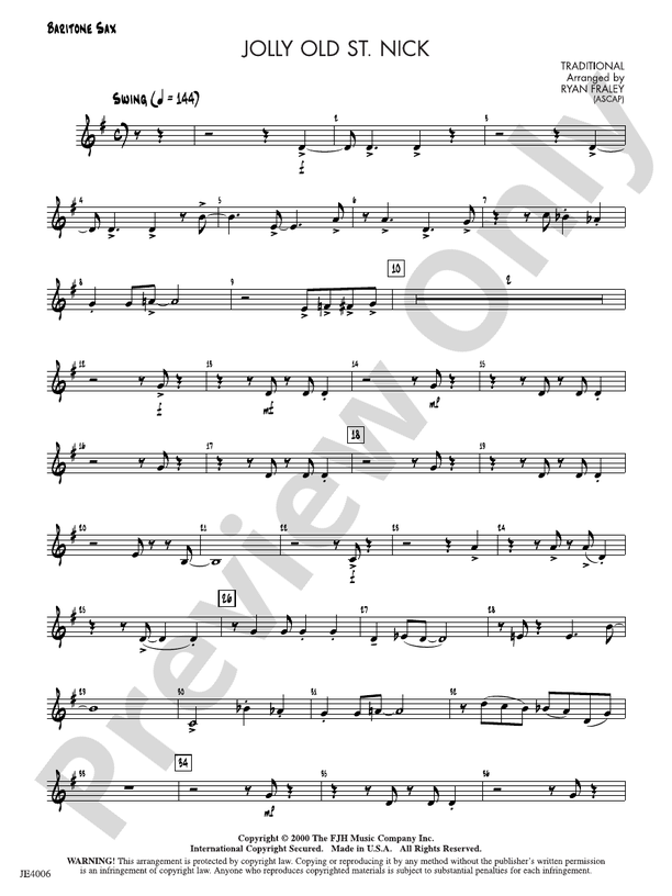 Jolly Old St. Nick: Baritone Sax: Baritone Sax Part - Digital Sheet ...