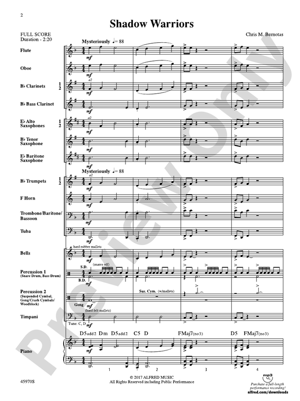 Shadow Warriors: Score: Concert Band Score - Digital Sheet Music Download