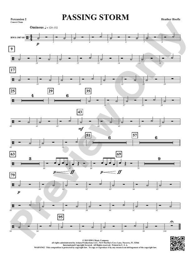 Passing Storm: 2nd Percussion: 2nd Percussion Part: Heather Hoefle ...