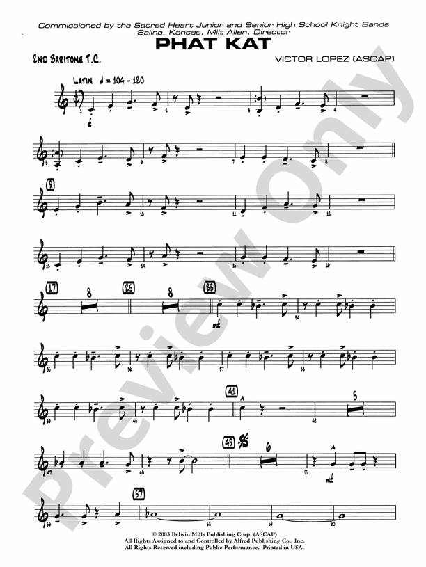 Phat Kat: 2nd Baritone T.C.: 2nd Baritone T.C. Part - Digital Sheet Music Download