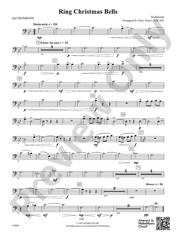 Ring Christmas Bells: 2nd Trombone: 2nd Trombone Part - Digital Sheet Music Download