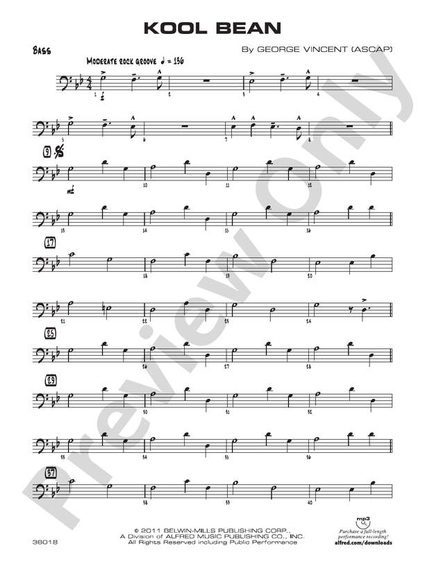 Kool Bean: String Bass: String Bass Part - Digital Sheet Music Download