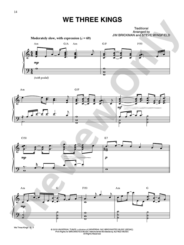 We Three Kings: Piano/Vocal: Jim Brickman - Digital Sheet Music Download