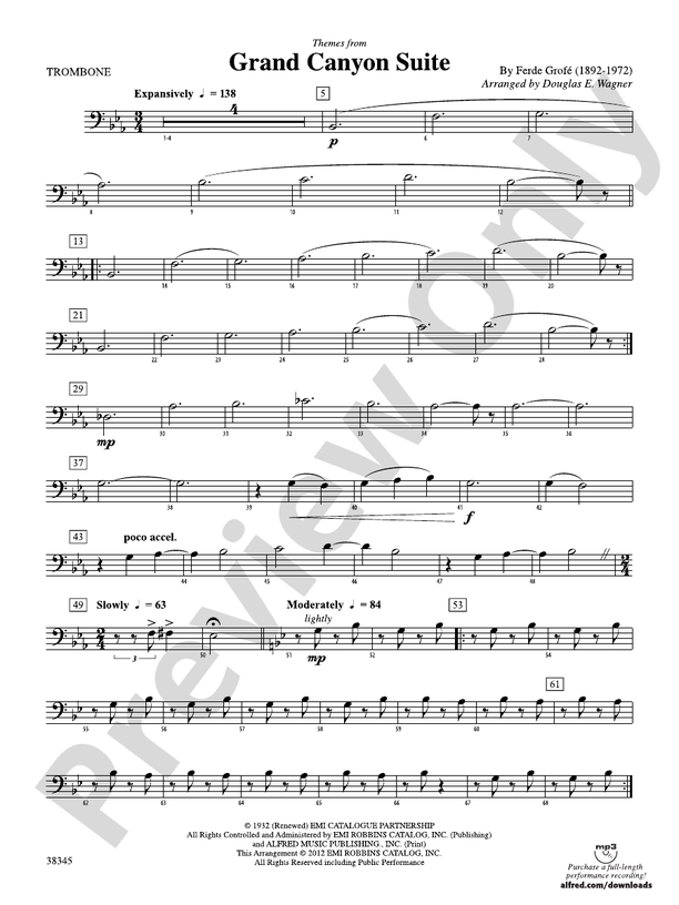 Grand Canyon Suite, Themes from: 1st Trombone: 1st Trombone Part ...