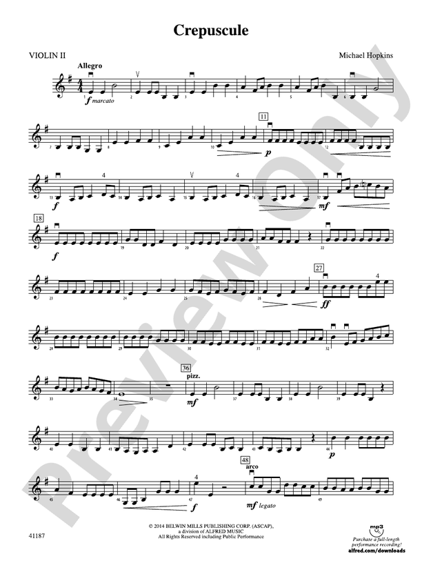 Crepuscule: 2nd Violin: 2nd Violin Part - Digital Sheet Music Download