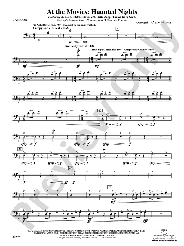 At the Movies: Haunted Nights: Bassoon: Bassoon Part - Digital Sheet ...
