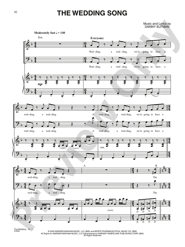 The Wedding Song (from "Corpse Bride"): Piano/Vocal/Chords: Danny ...