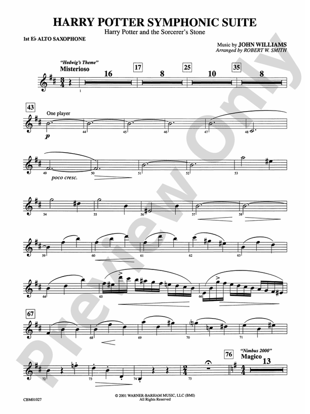 Harry Potter Symphonic Suite: E-flat Alto Saxophone: E-flat Alto ...