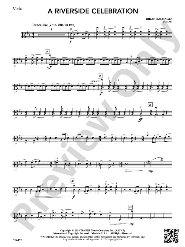 A Riverside Celebration: Viola: Viola Part: Brian Balmages - Digital ...