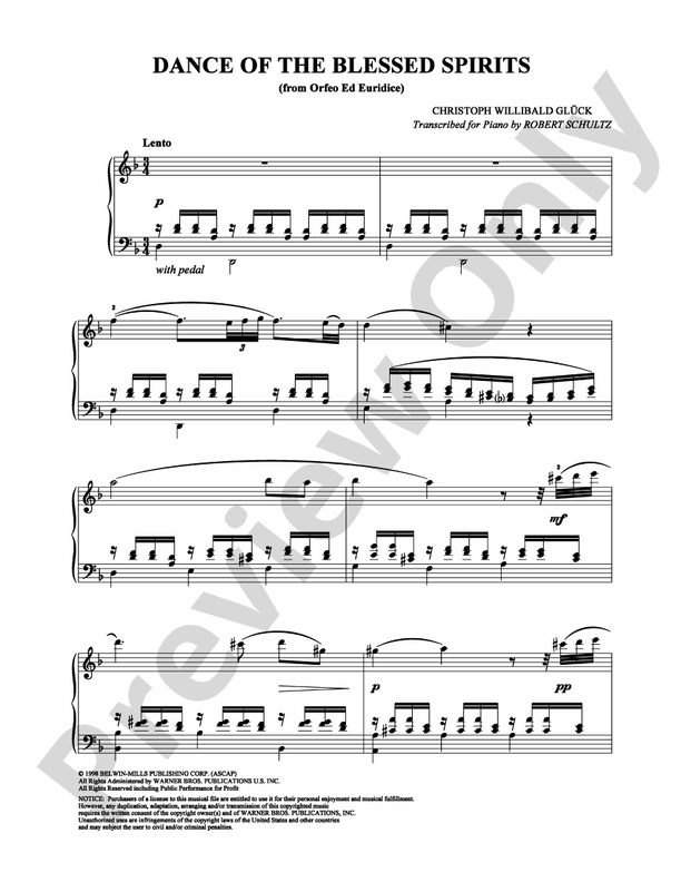 Dance of the Blessed Spirits: Piano: C.W. Gluck - Digital Sheet Music ...