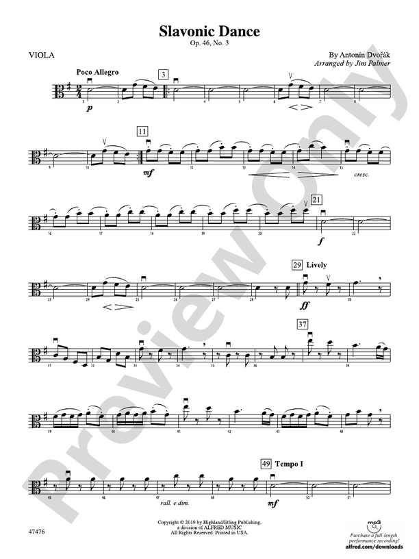 Slavonic Dance: Viola: Viola Part - Digital Sheet Music Download