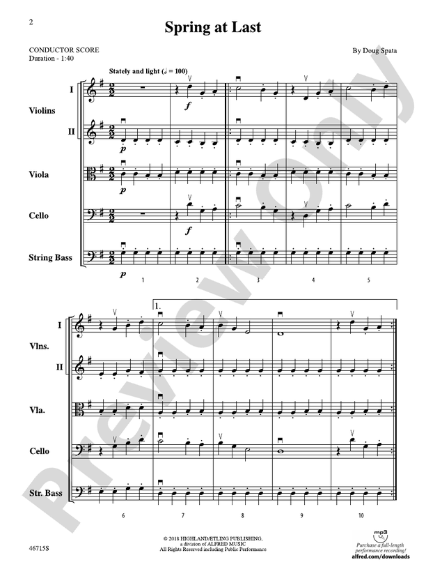 Spring at Last: Score: String Orchestra Score - Digital Sheet Music ...