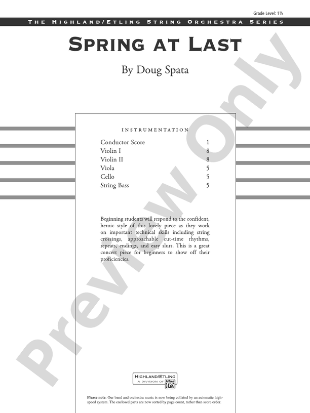 Spring at Last: Score: String Orchestra Score - Digital Sheet Music ...