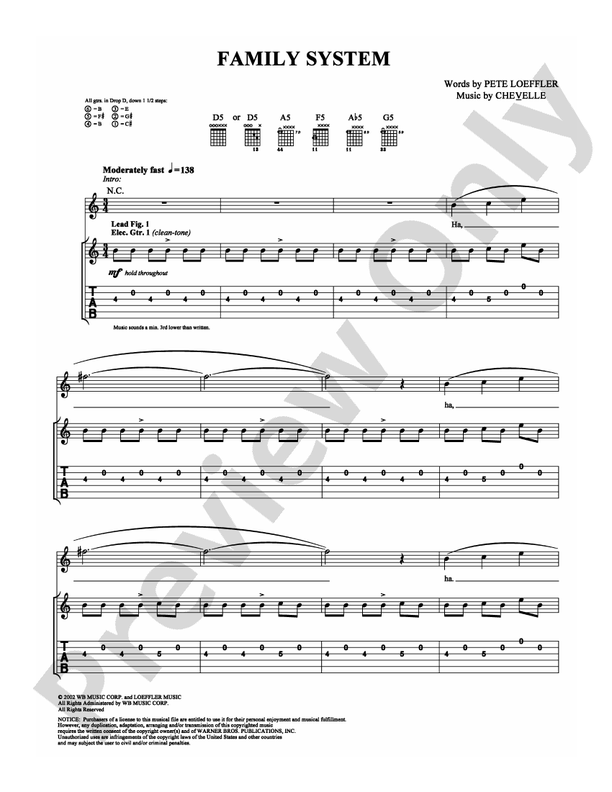 Family System: Guitar TAB: Chevelle - Digital Sheet Music Download