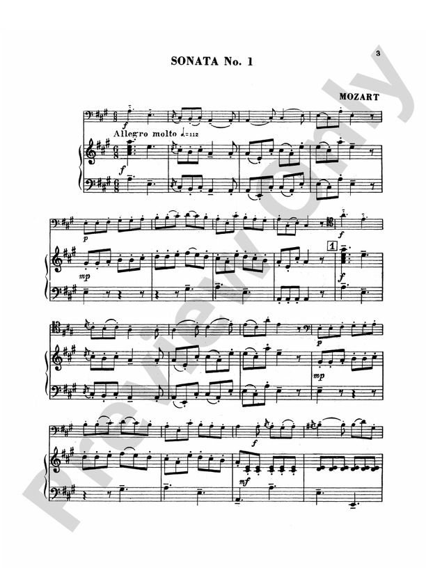 Mozart: Two Sonatas: Sonata No. 1 in A Major Part - Digital Sheet Music ...