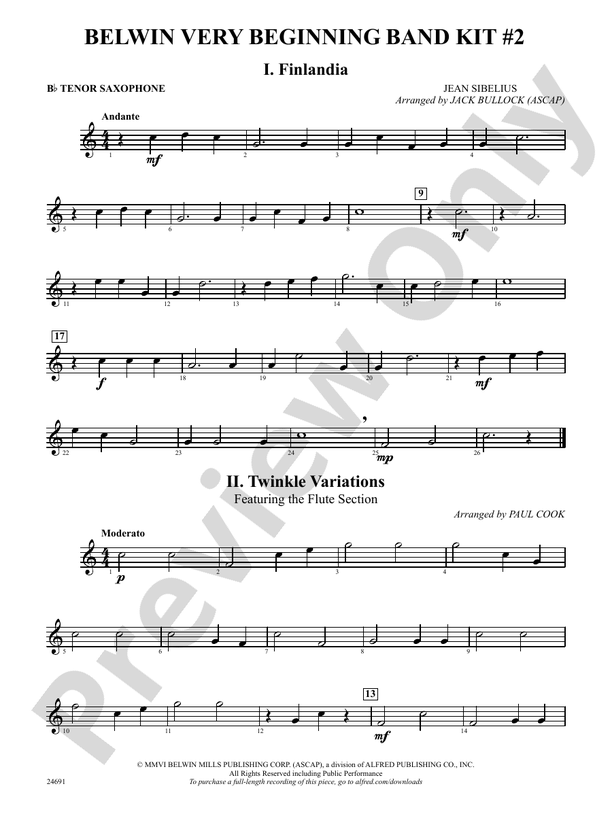 Belwin Very Beginning Band Kit #2: B-flat Tenor Saxophone: B-flat Tenor ...