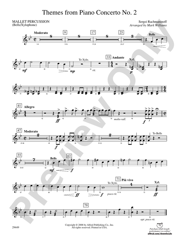 Themes from Piano Concerto No. 2: Mallets: Mallets Part - Digital Sheet Music Download