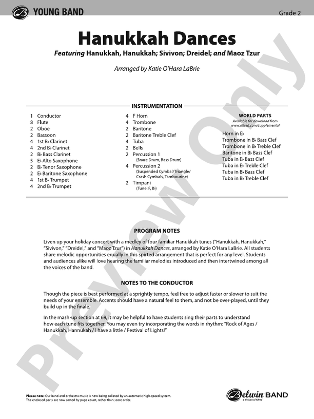 Hanukkah Dances: Score: Concert Band Score - Digital Sheet Music Download