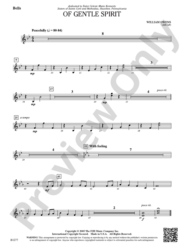 Of Gentle Spirit: Bells: Bells Part: William Owens - Digital Sheet ...