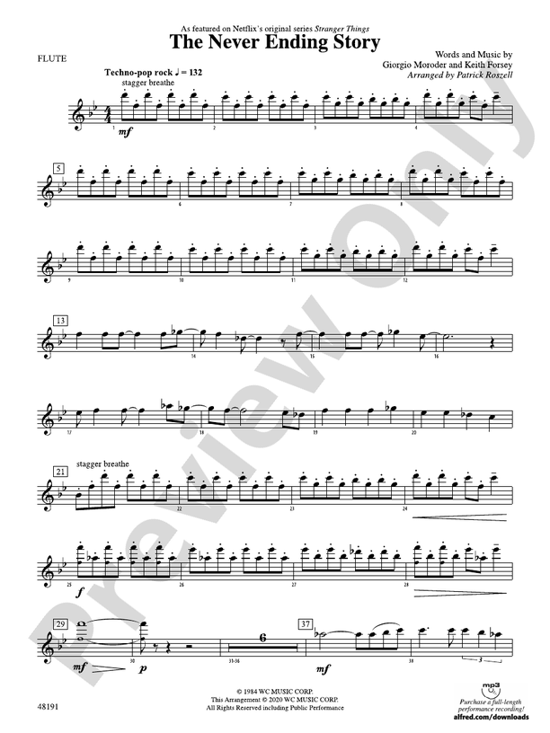 The Never Ending Story: Flute: Flute Part - Digital Sheet Music Download