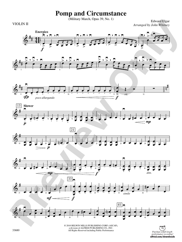 Pomp and Circumstance: 2nd Violin: 2nd Violin Part - Digital Sheet ...