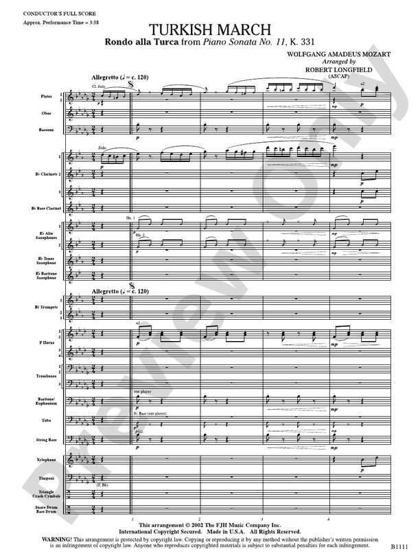 Turkish March: Score: : Wolfgang Amadeus Mozart - Digital Sheet Music ...