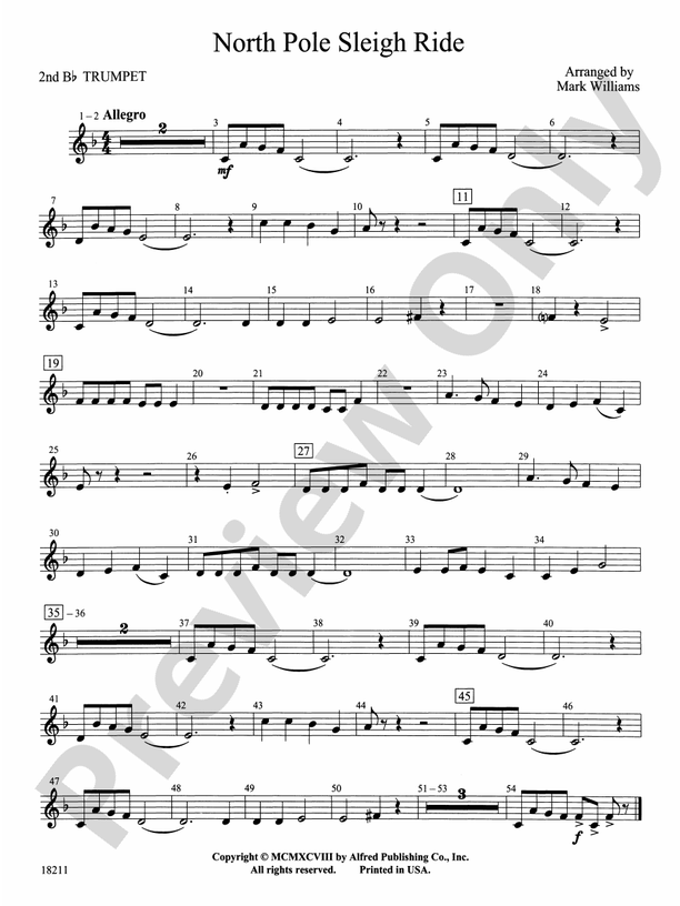 North Pole Sleigh Ride: 2nd B-flat Trumpet: 2nd B-flat Trumpet Part ...
