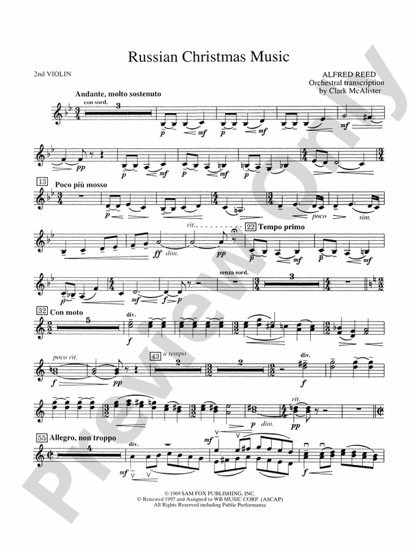 Russian Christmas Music: 2nd Violin: 2nd Violin Part - Digital Sheet Music Download
