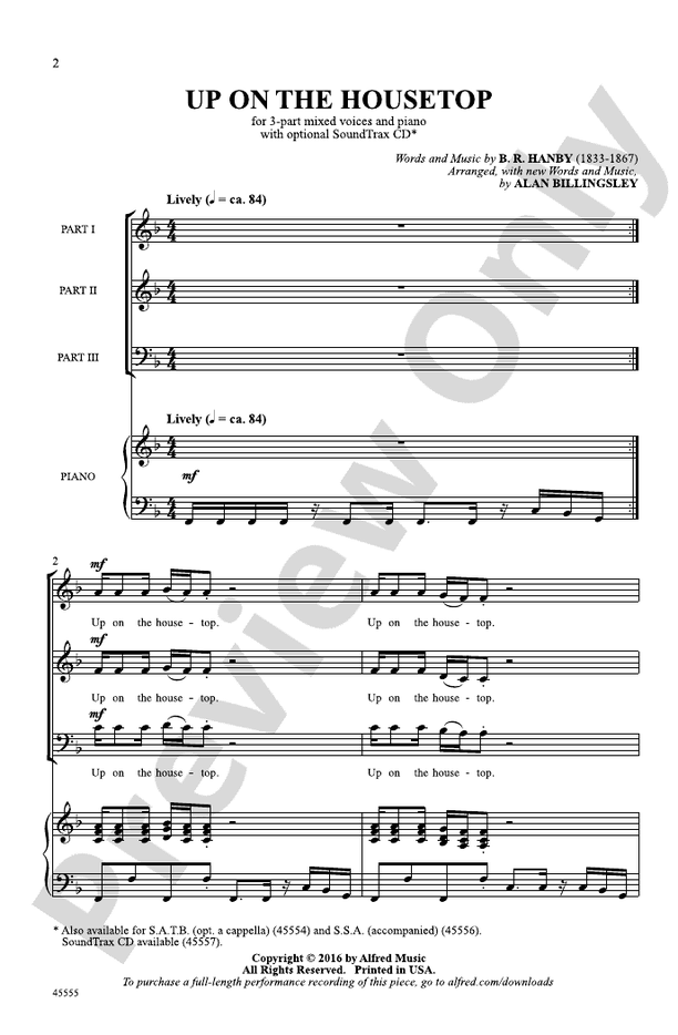 Up on the Housetop: 3-part mixed Choral Octavo - Digital Sheet Music ...