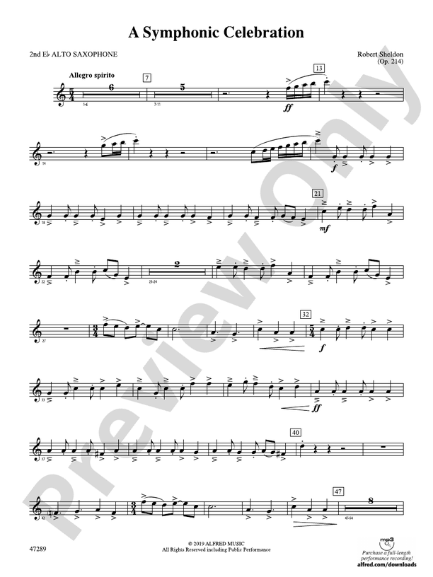 A Symphonic Celebration: 2nd E-flat Alto Saxophone: 2nd E-flat Alto Saxophone Part - Digital ...
