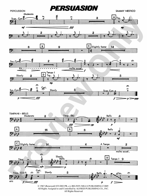 Persuasion: 1st Percussion: 1st Percussion Part - Digital Sheet Music Download