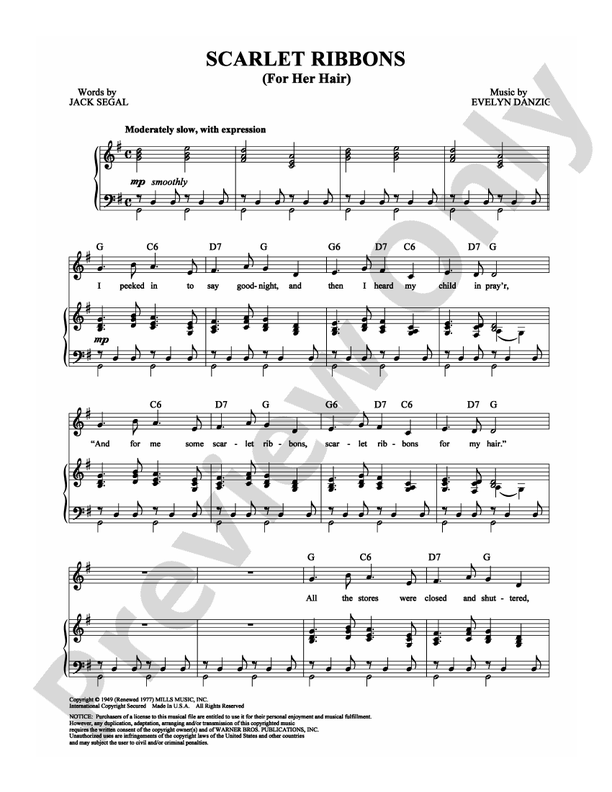 Scarlet Ribbons (For Her Hair): Piano/Vocal/Chords: Evelyn Danzig ...