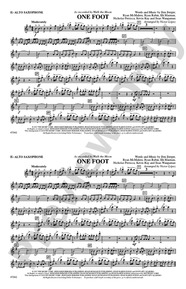 One Foot: E-flat Alto Saxophone: E-flat Alto Saxophone Part - Digital ...