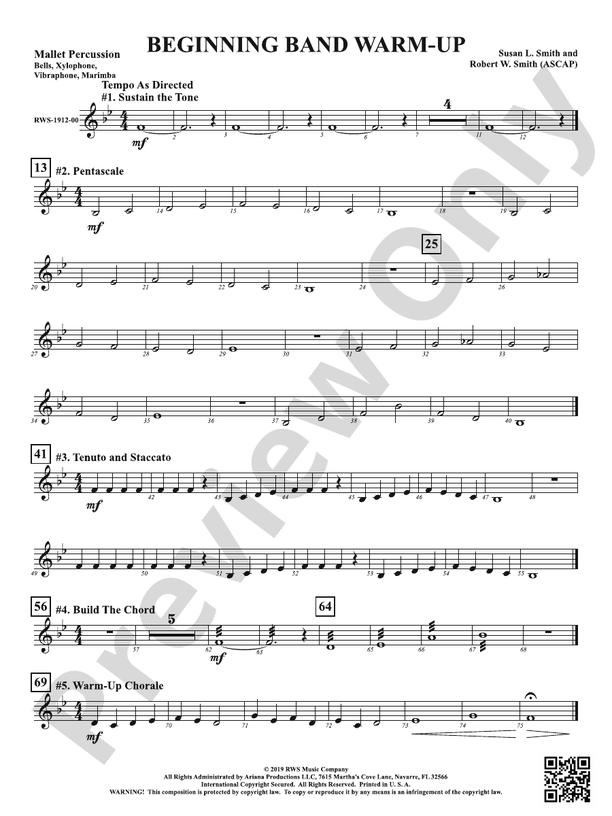 Beginning Band Warm-Up: 1st Mallet Percussion: 1st Mallet Percussion ...