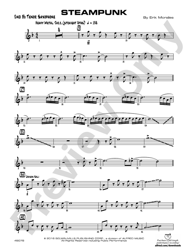 Steampunk: 2nd B-flat Tenor Saxophone: 2nd B-flat Tenor Saxophone Part - Digital Sheet Music ...