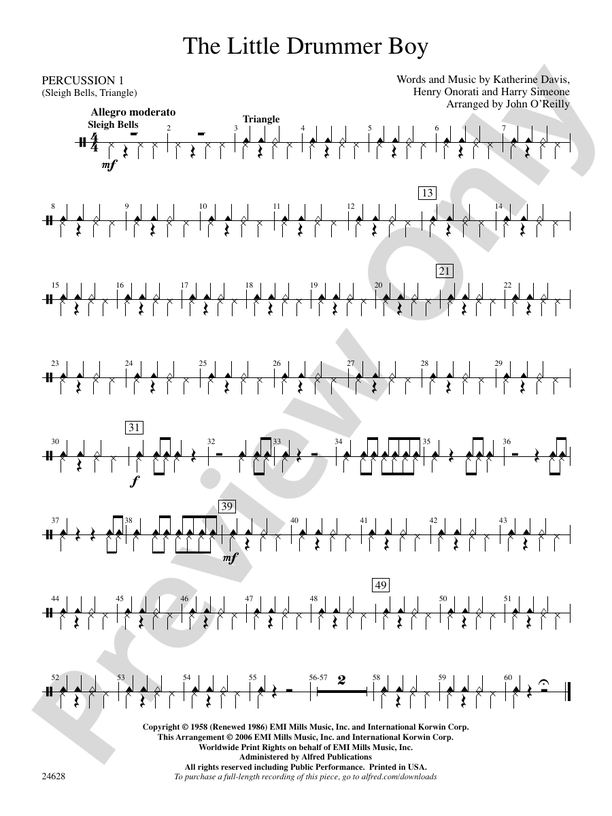 The Little Drummer Boy: 1st Percussion: 1st Percussion Part - Digital ...