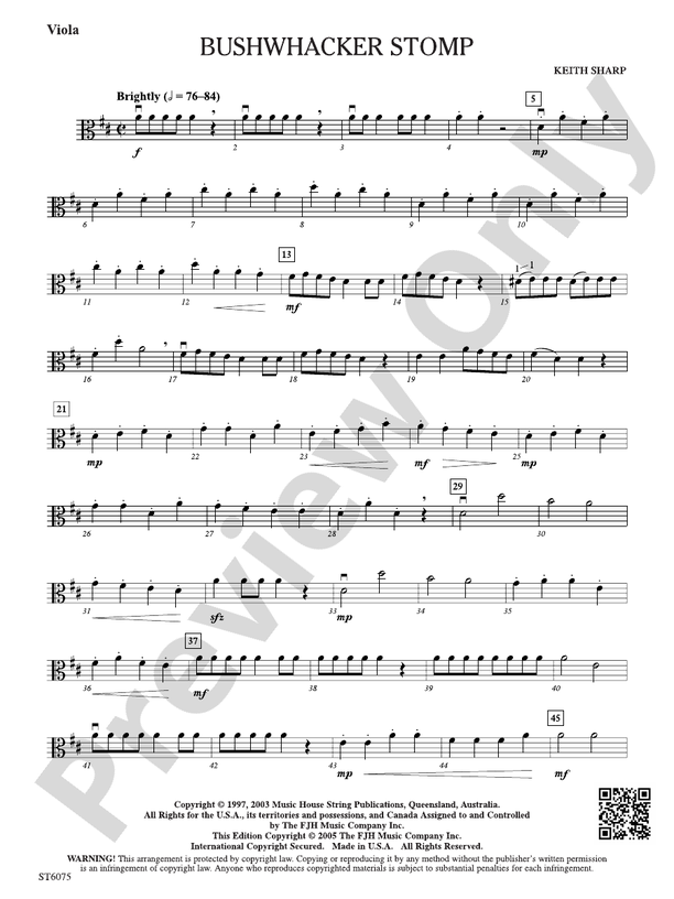 Bushwhacker Stomp: Viola: Viola Part: Keith Sharp - Digital Sheet Music ...