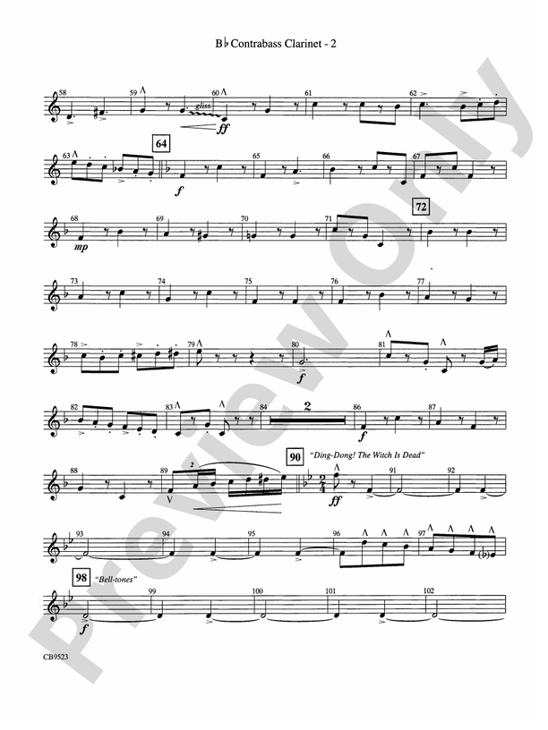 The Wizard of Oz (Medley): B-flat Contrabass Clarinet: B-flat ...