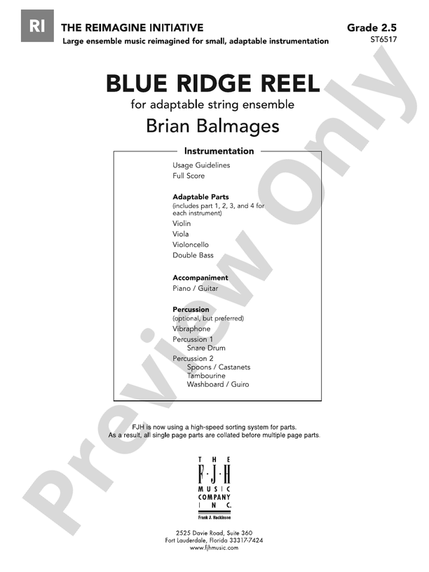 Blue Ridge Reel: Score: String Orchestra Score: Brian Balmages ...