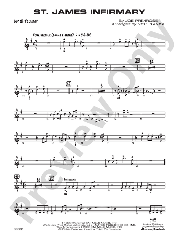 St. James Infirmary: 1st B-flat Trumpet: 1st B-flat Trumpet Part - Digital Sheet Music Download