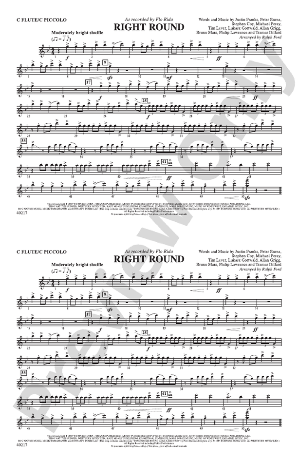 Right Round: Flute: Flute Part - Digital Sheet Music Download