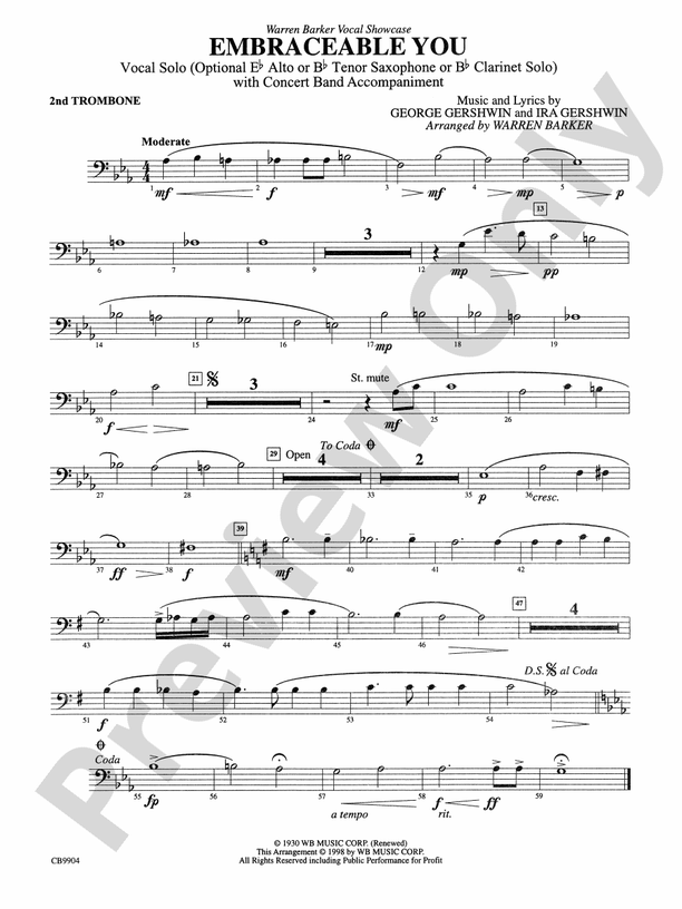 Embraceable You: 2nd Trombone: 2nd Trombone Part - Digital Sheet Music Download