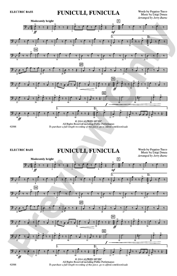 Funiculi, Funicula: Electric Bass: Electric Bass Part - Digital Sheet ...